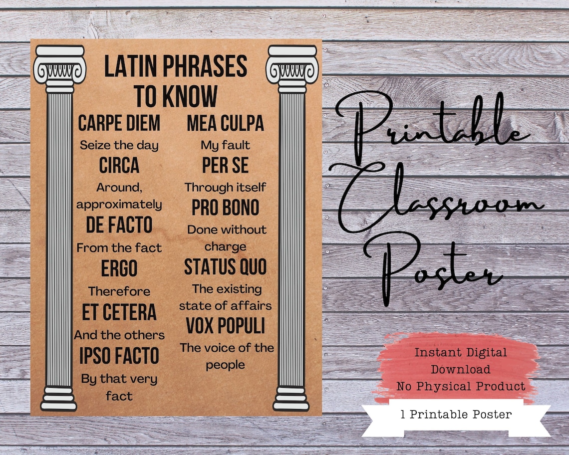 Latin Phrases Latin Poster Classroom Posters Classroom - Etsy