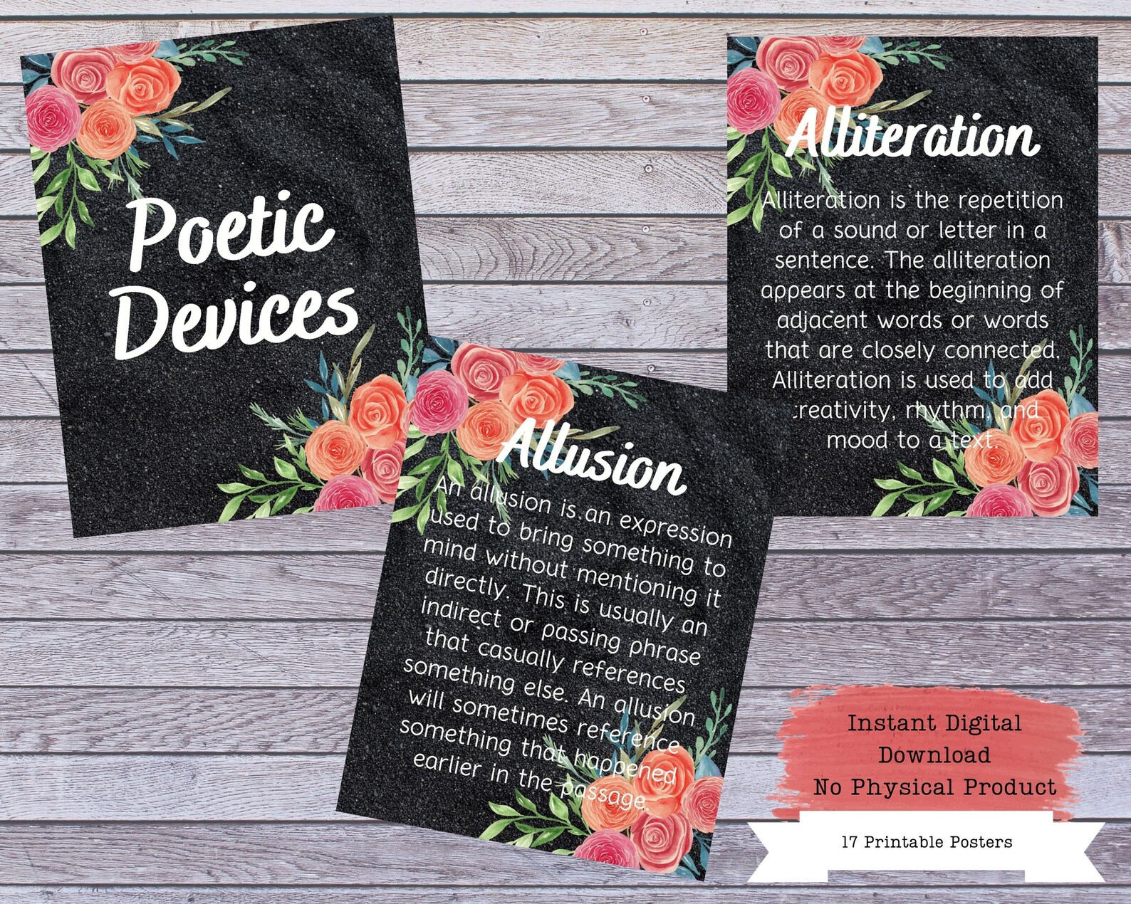 Poetry Printable Poster Set Literary Devices Literature - Etsy