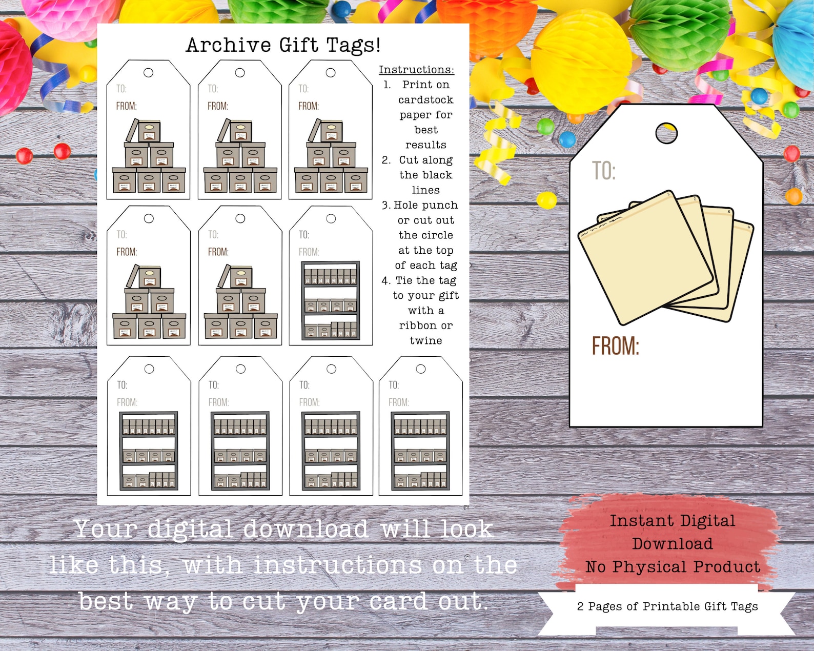 Archival Storage Printable Gift Tags Archival Gift Archivist - Etsy