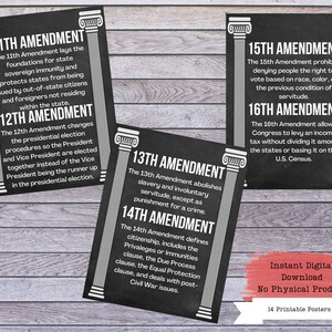US Amendments Printable Poster Set, US Constitution Wall Art, Bill of ...