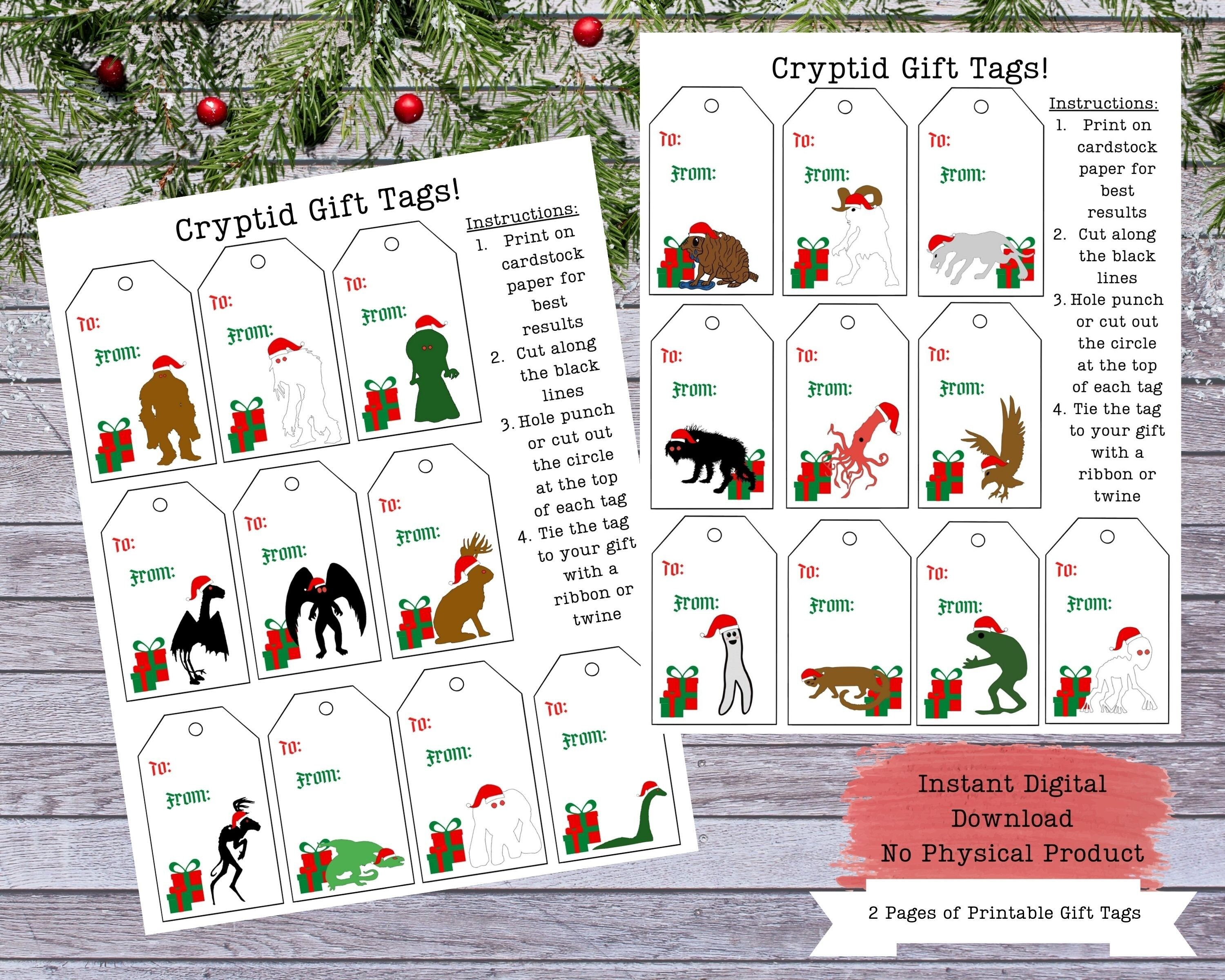 Cryptid Christmas Cryptid Gift Tags Christmas Gift Tags - Etsy