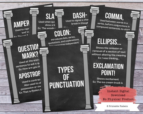 Printable ELA Poster Punctuation Poster English Teacher - Etsy