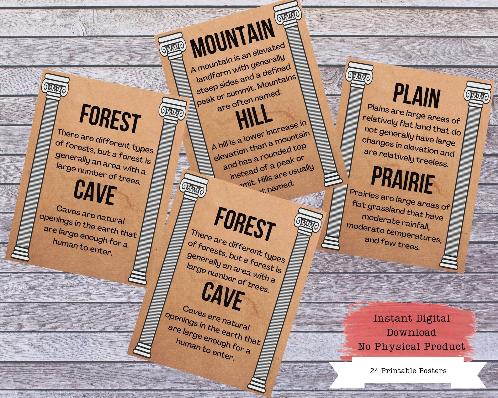 Geography Landforms Printable Poster Set, Geography Classroom Decor ...