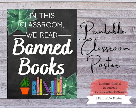 Banned Books Poster Banned Books Art Book Classroom Decor | Etsy