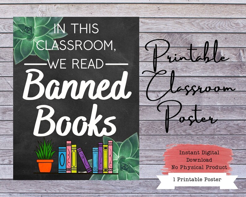 Banned Books Poster Banned Books Art Book Classroom Decor - Etsy
