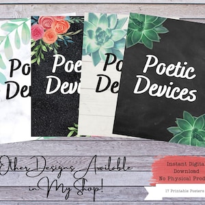 Poetry Printable Poster Set, Literary Devices, Literature Poster, High ...