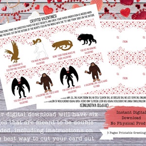 Cryptid Valentines, Printable Class Valentines, Monster Valentine ...