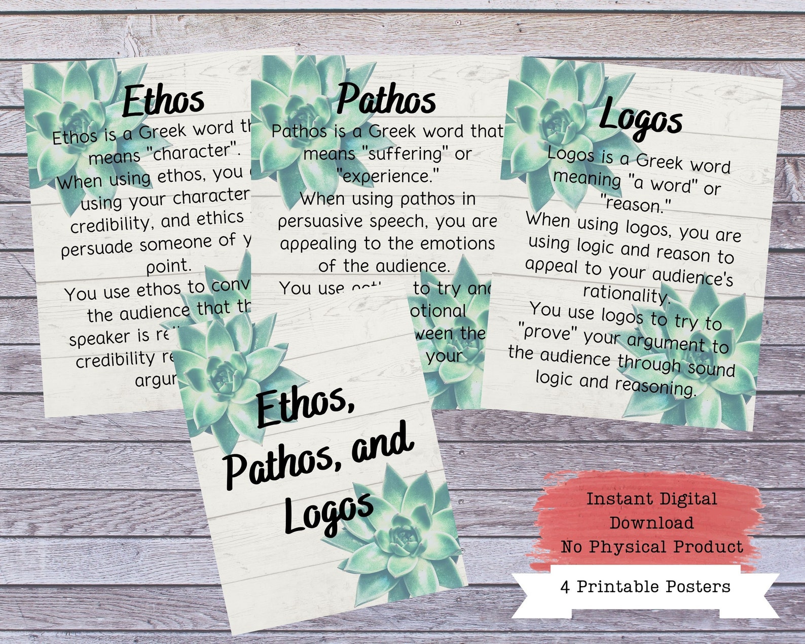 Ethos Pathos Logos Aristotle Poster Essay Writing Speech - Etsy