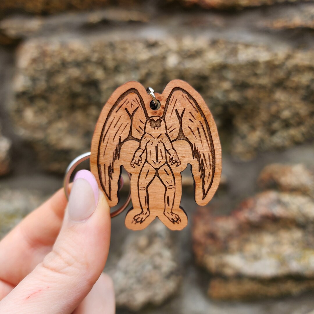 Buff Mothman Keychain, Cryptid Keychain, Mothman Gifts, Cryptid Gift ...