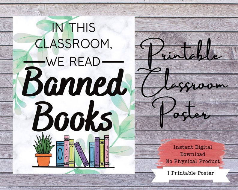 Banned Books Poster Banned Books Art Book Classroom Decor - Etsy