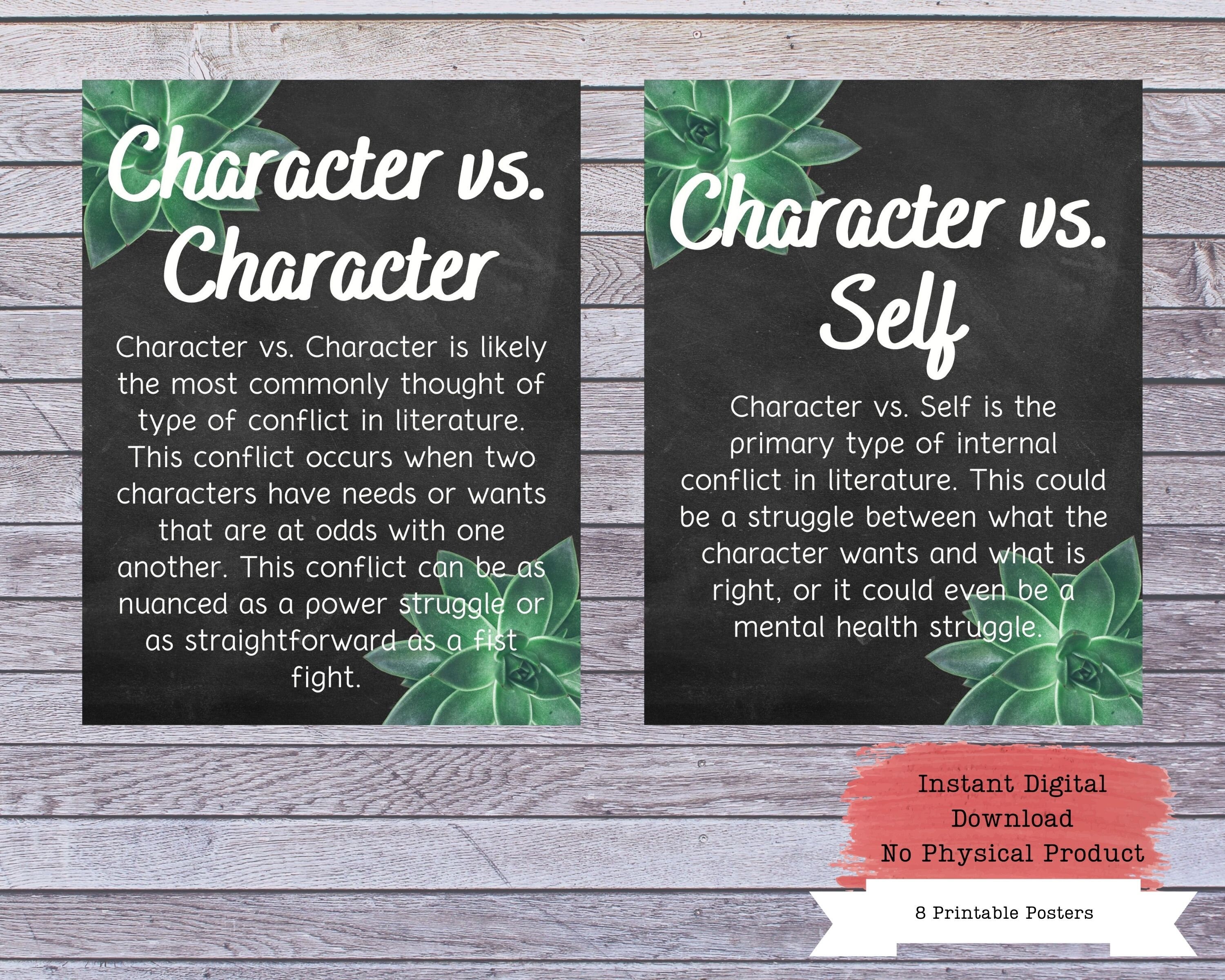 Conflict in Literature Printable Poster Set, Literary Posters ...