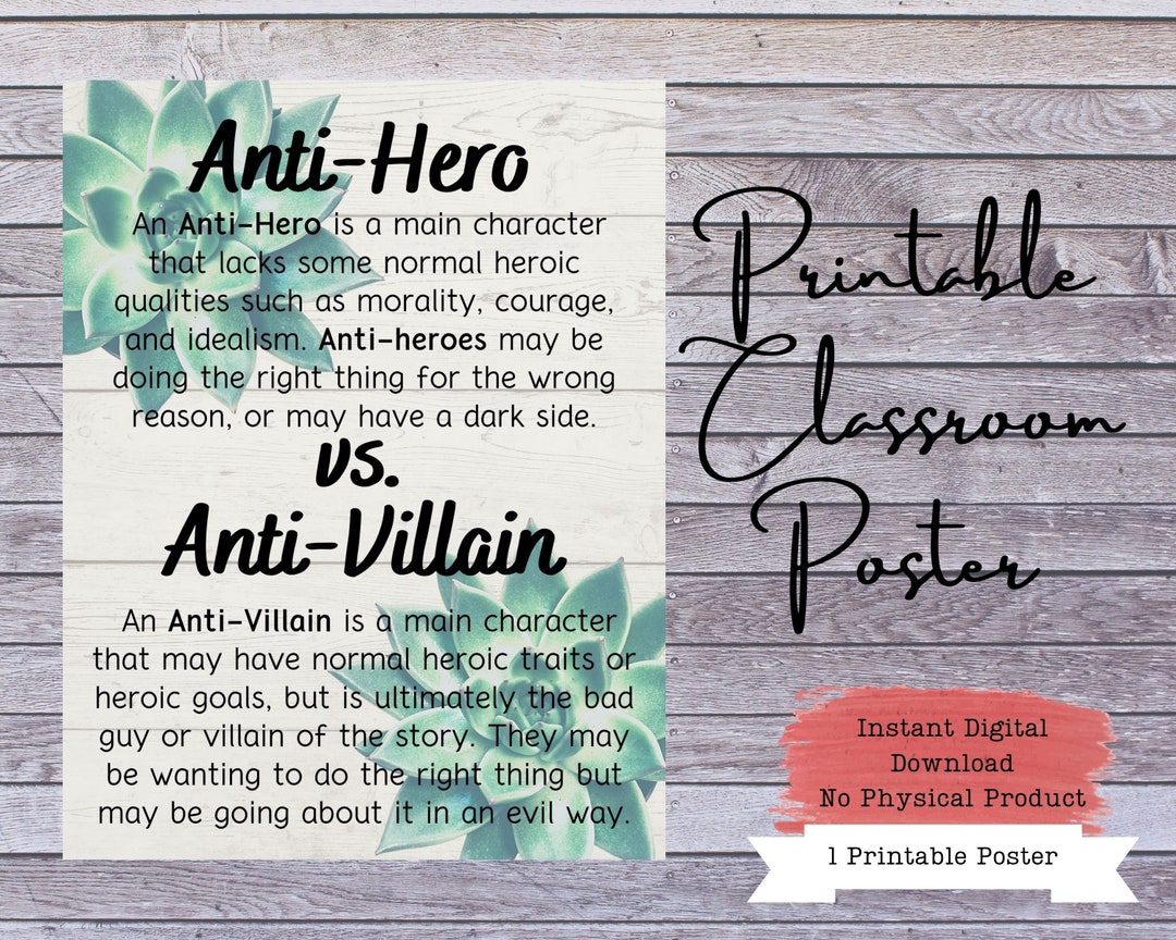 Anti Hero English Classroom Poster, English Teacher, Literature Poster ...
