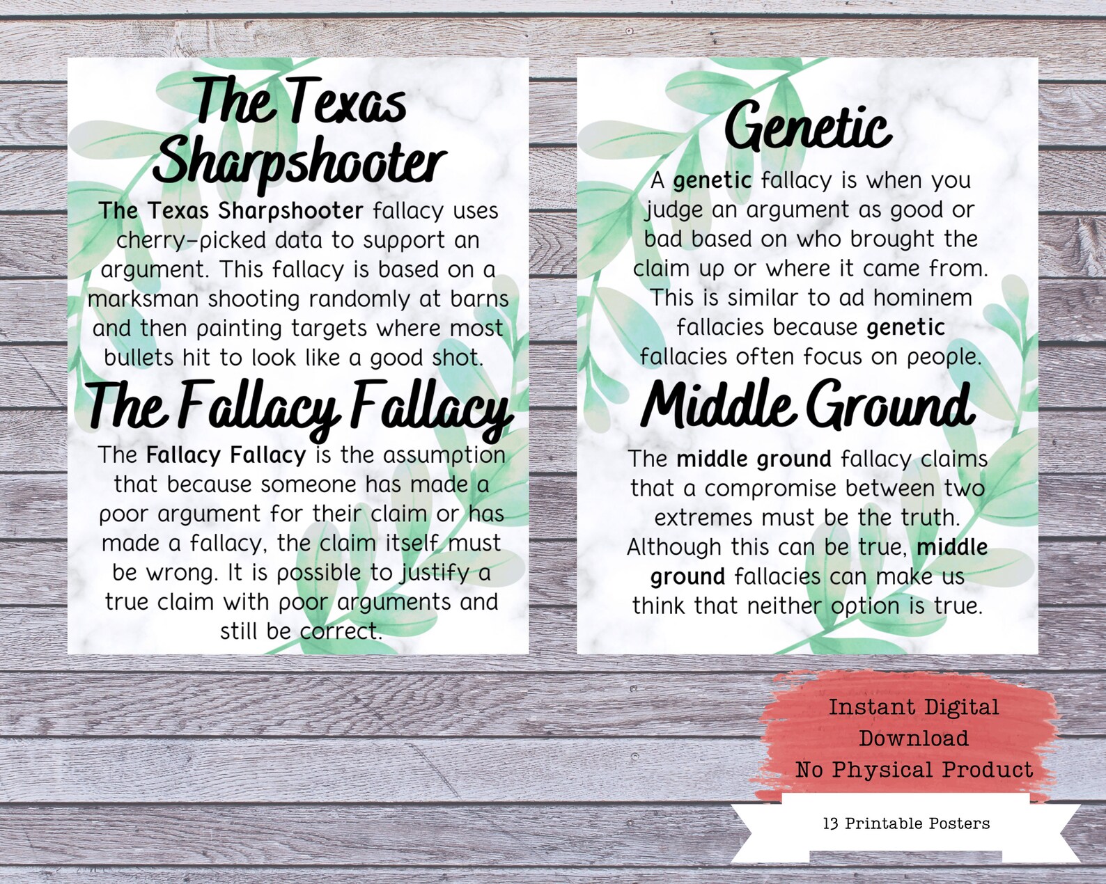 Logical Fallacies Printable Poster Set Fallacies Posters - Etsy