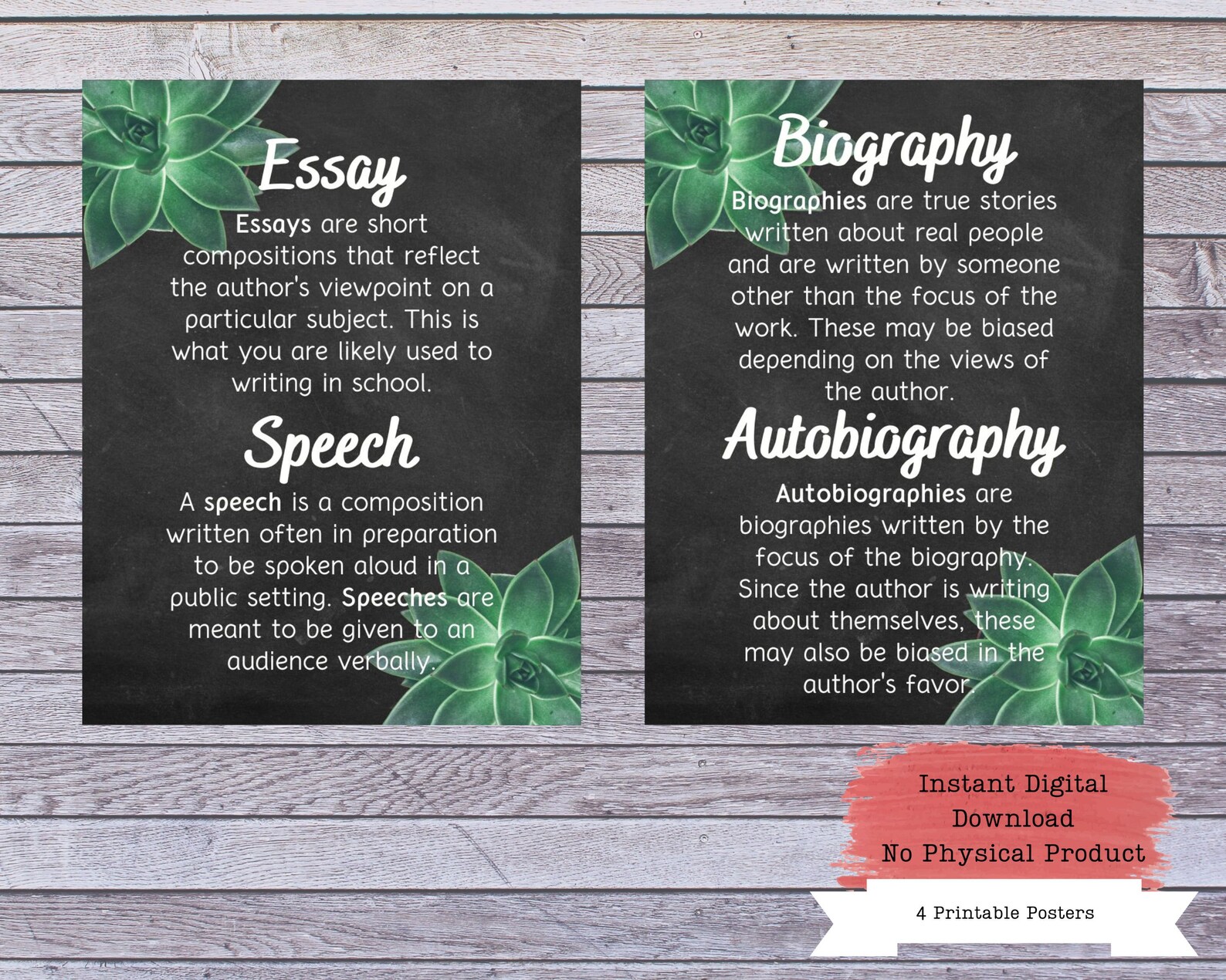 Nonfiction Literary Genres Printable Poster Set Literary - Etsy