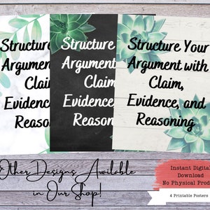 Claim Evidence Reasoning Classroom Posters, Essay Writing Posters ...
