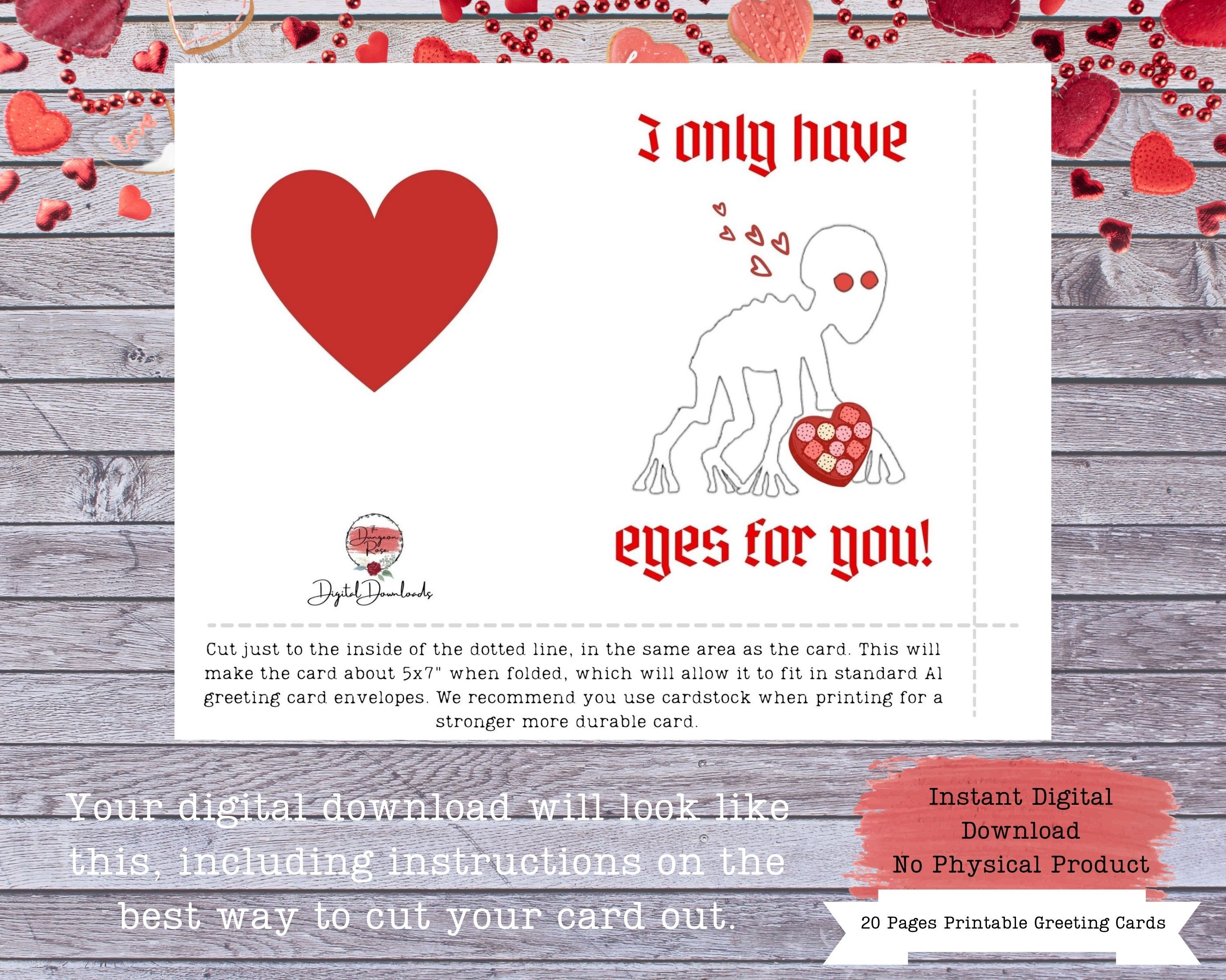 Cryptid Valentines Printable Cards Printable Valentines | Etsy