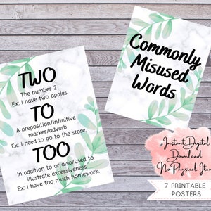 Printable Poster Set, English Posters, Classroom Decor, Grammar Poster ...