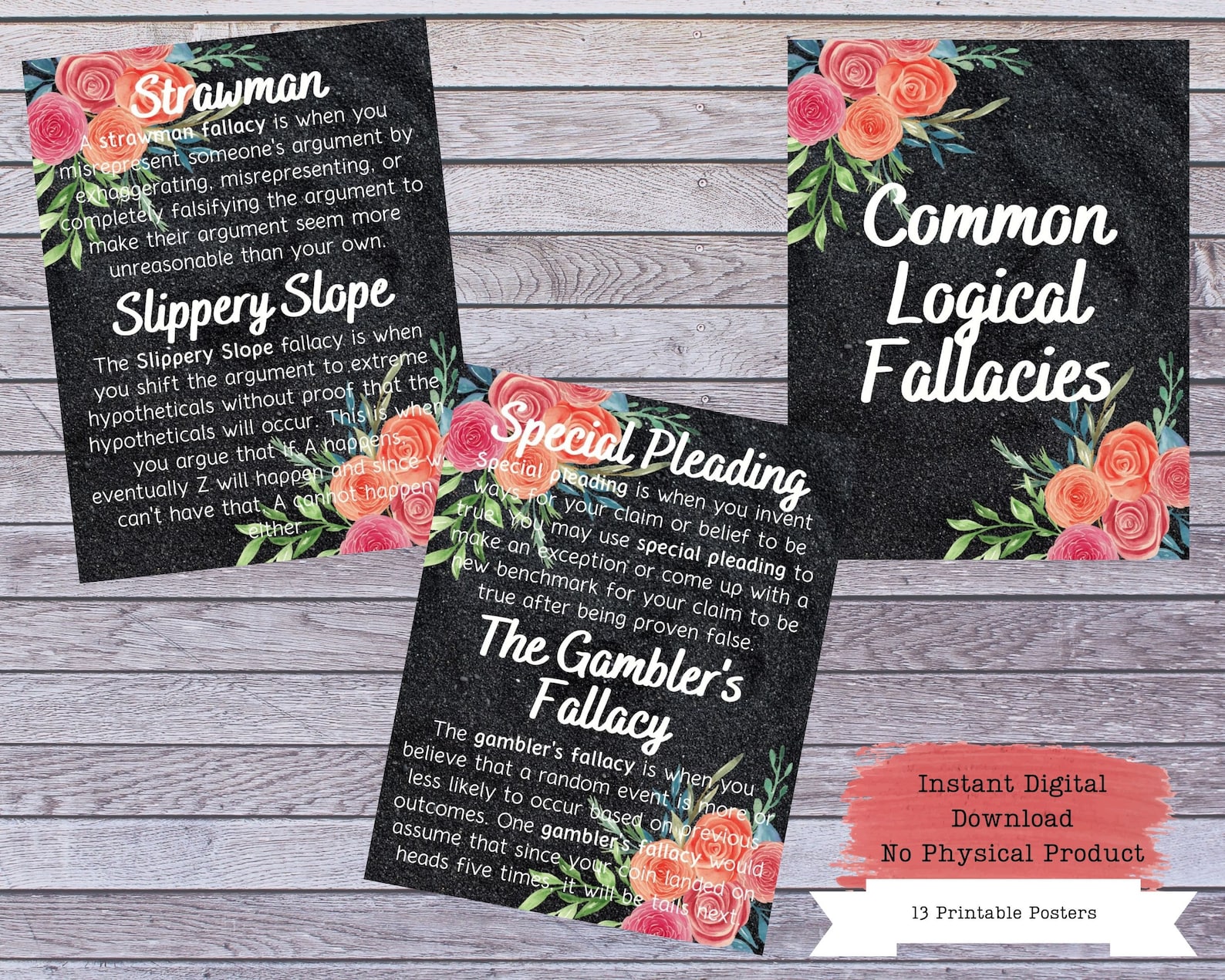 Logical Fallacies Printable Poster Set, Fallacies Posters, Debate Coach ...