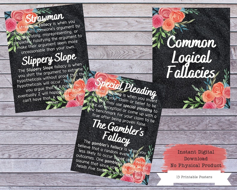 Logical Fallacies Printable Poster Set Fallacies Posters - Etsy