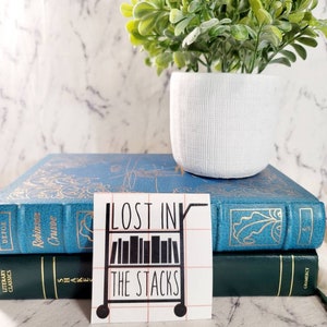 Lost in the Stacks, Librarian Gift, Book Car Decal, Book Laptop Sticker ...