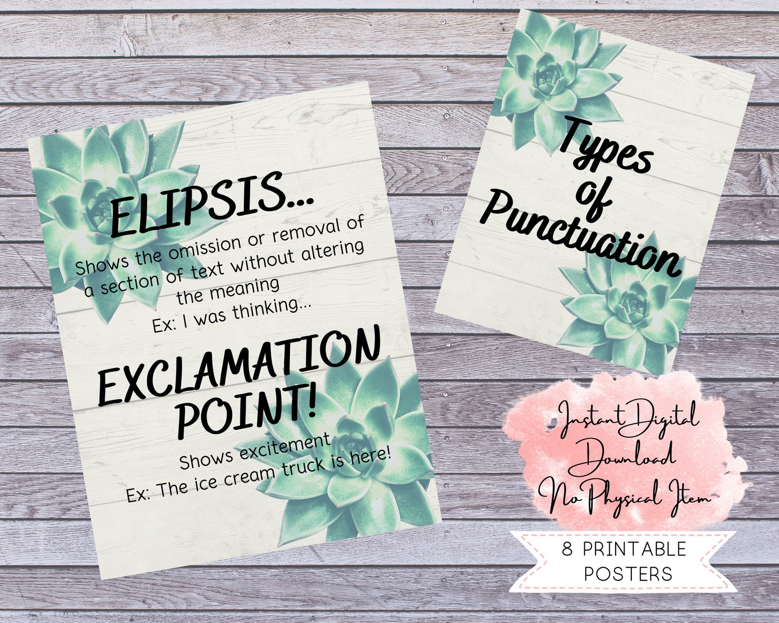 Printable Poster Set Punctuation Poster Grammar Poster High - Etsy