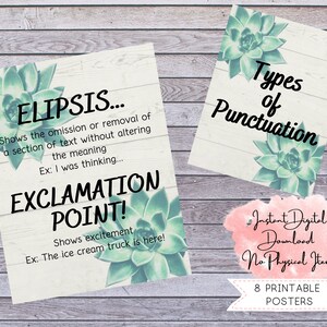 Printable Poster Set, Punctuation Poster, Grammar Poster, High School ...