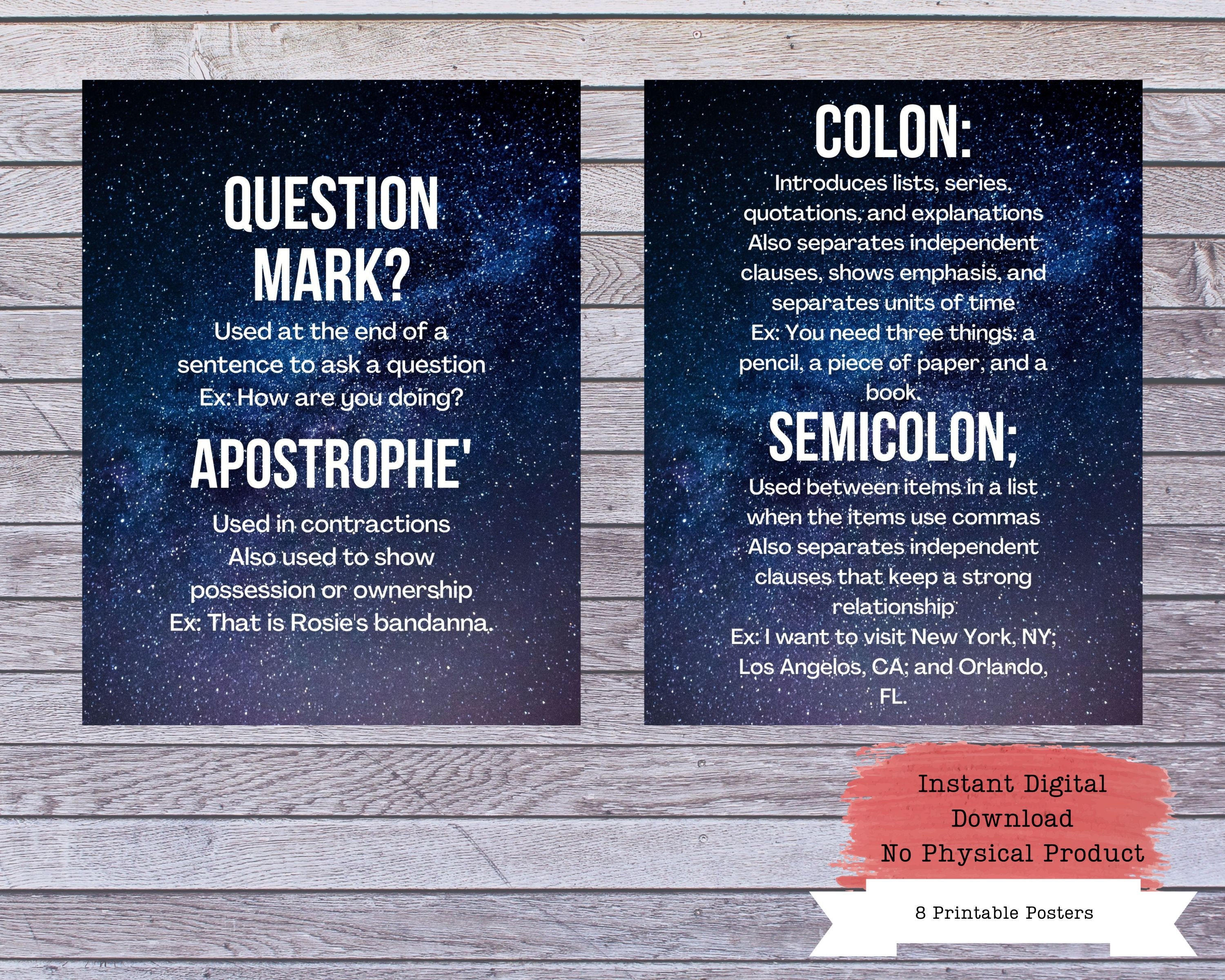 Printable ELA Poster, Punctuation Poster, English Teacher, Classroom ...
