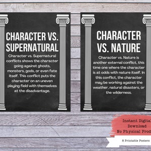Conflict in Literature Printable Poster Set, Literary Posters ...