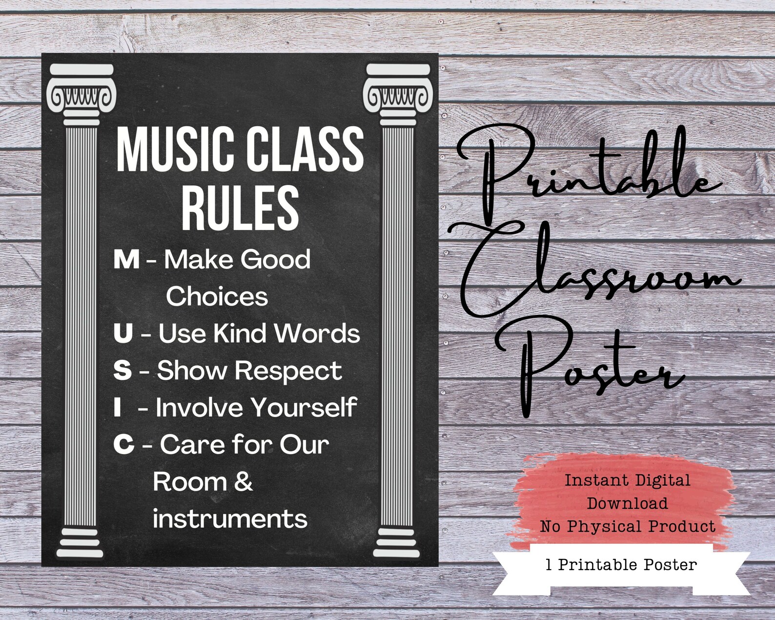 Music Class RULES, Music Poster Pack, Music Room Decor, Music Classroom ...