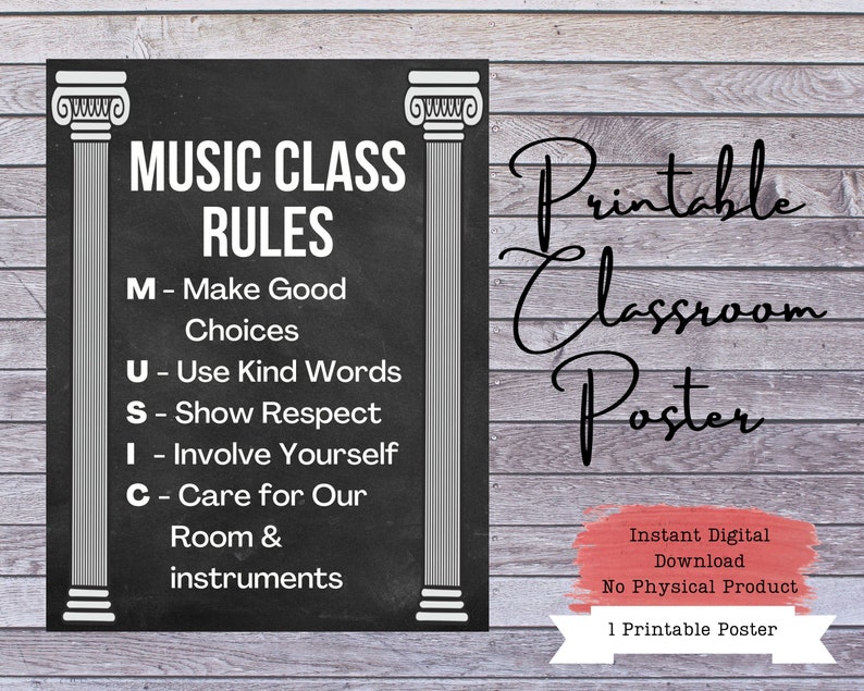 Music Class RULES, Music Poster Pack, Music Room Decor, Music Classroom ...