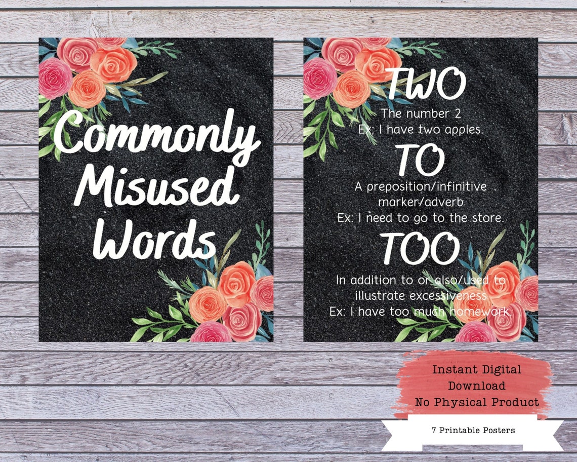 Printable Poster Set, English Posters, Classroom Decor, Grammar Poster ...