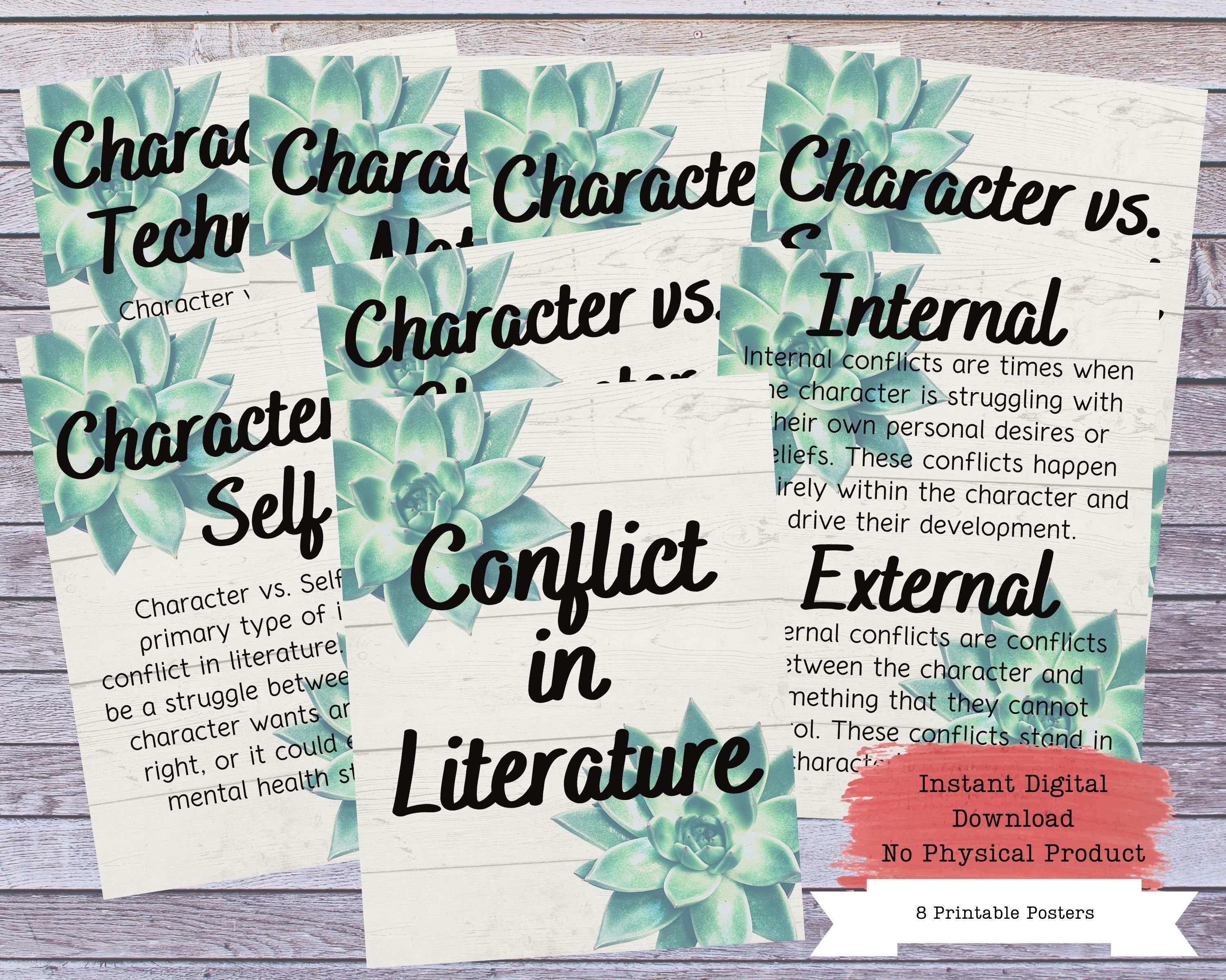 Conflict in Literature Printable Poster Set Literary Posters - Etsy