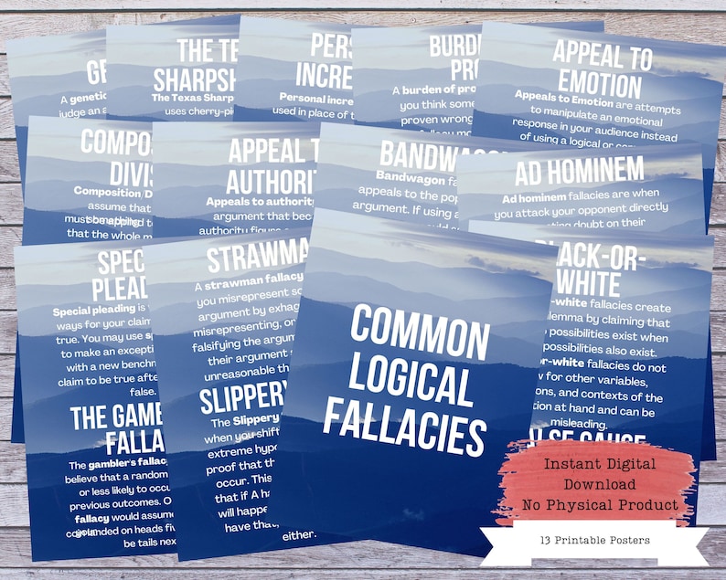 Logical Fallacies Printable Poster Set Fallacies Posters - Etsy