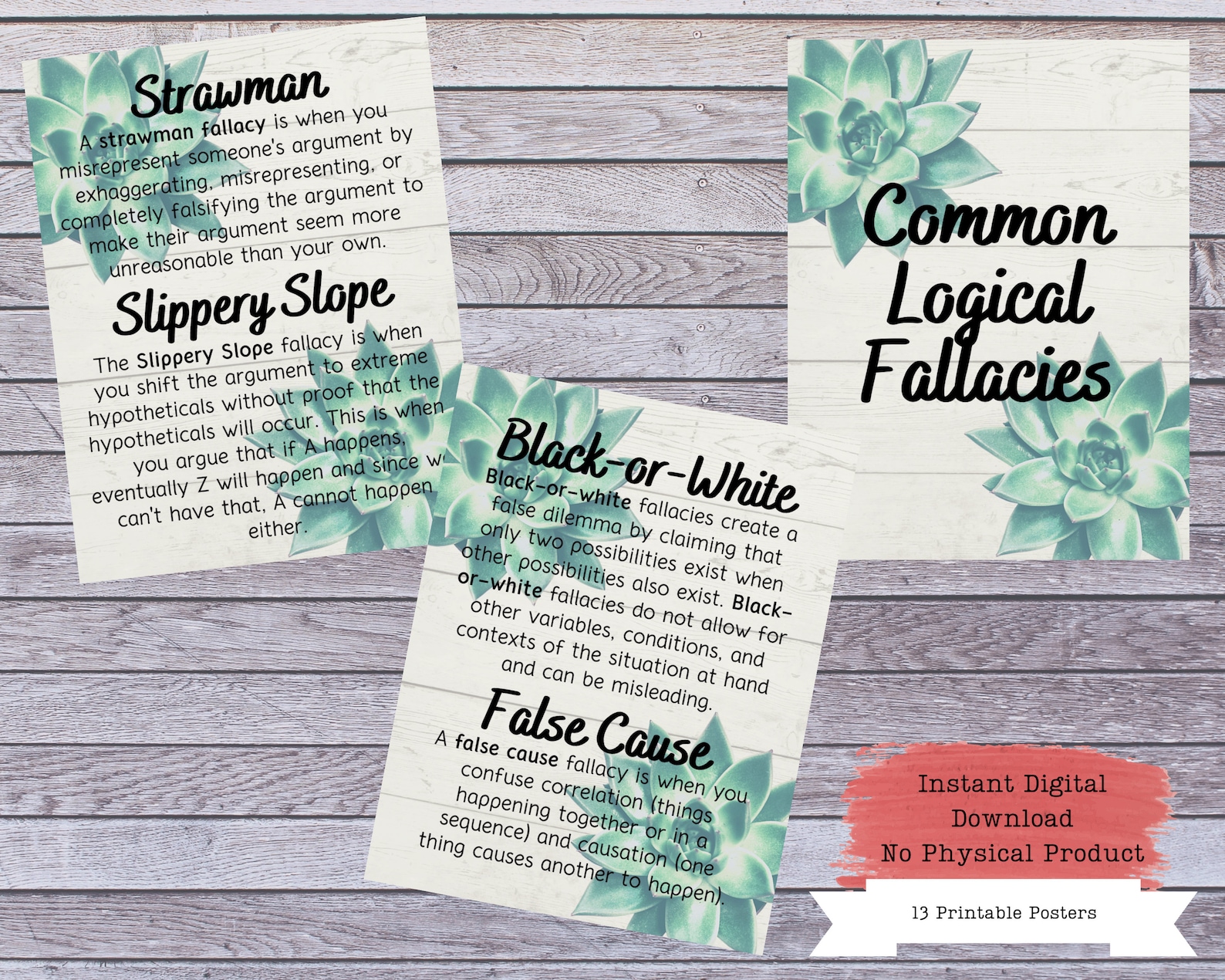 Logical Fallacies Printable Poster Set Fallacies Posters - Etsy