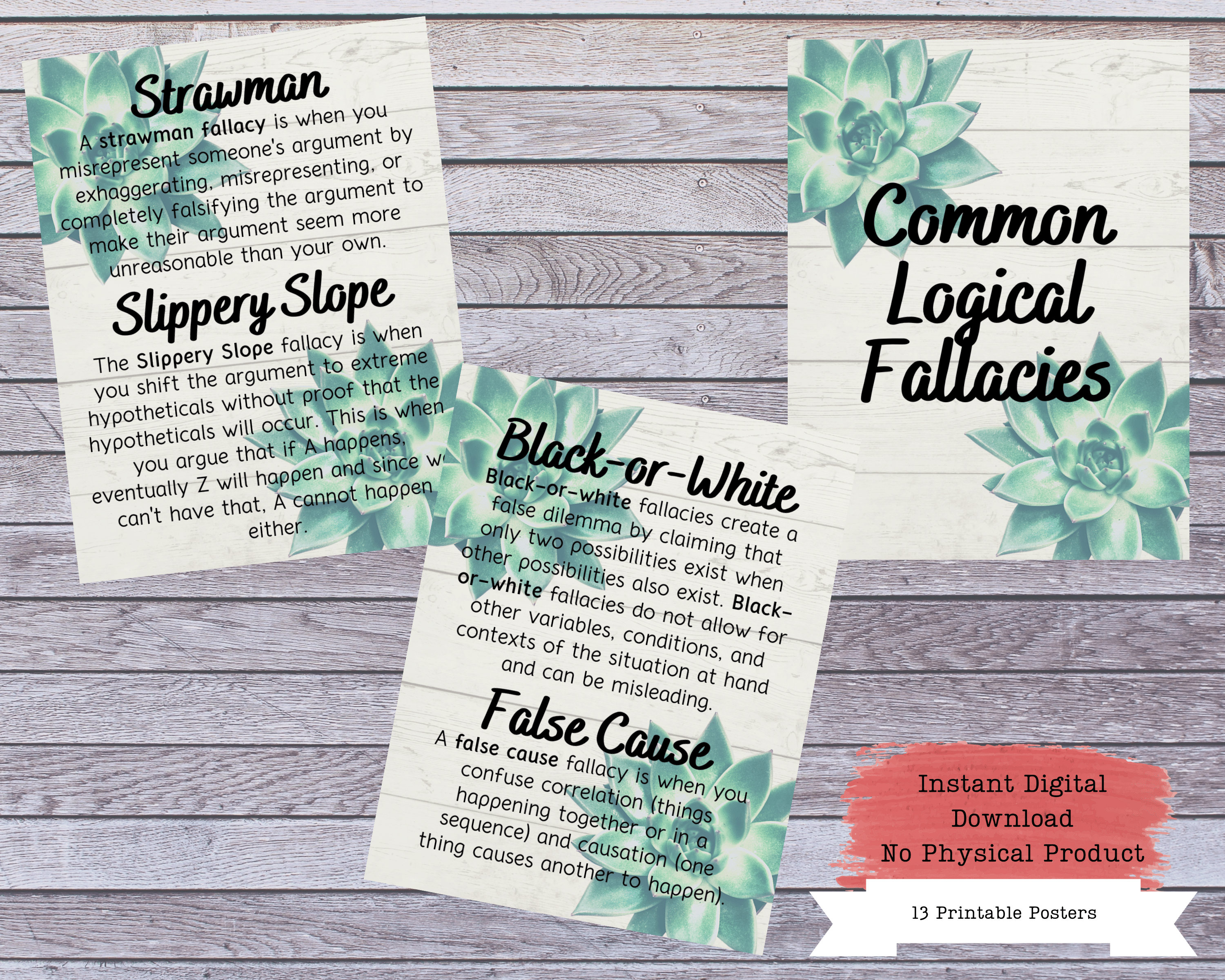 Logical Fallacies Printable Poster Set Fallacies Posters - Etsy