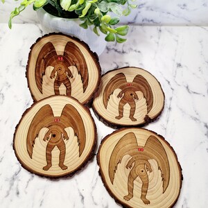 Cryptid Live Edge Wood Coaster Set, Cryptid Art, Cryptid Coaster Set ...