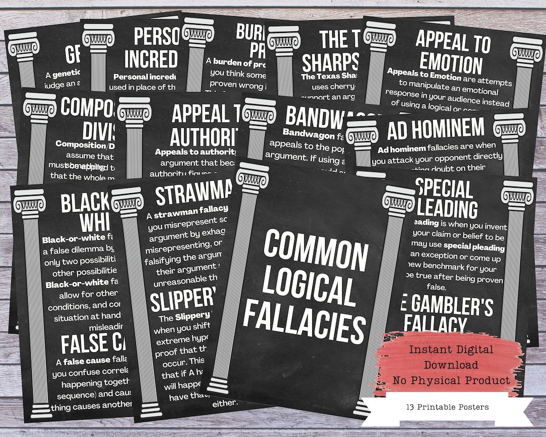 Logical Fallacies Printable Poster Set, Fallacies Posters, Debate Coach ...