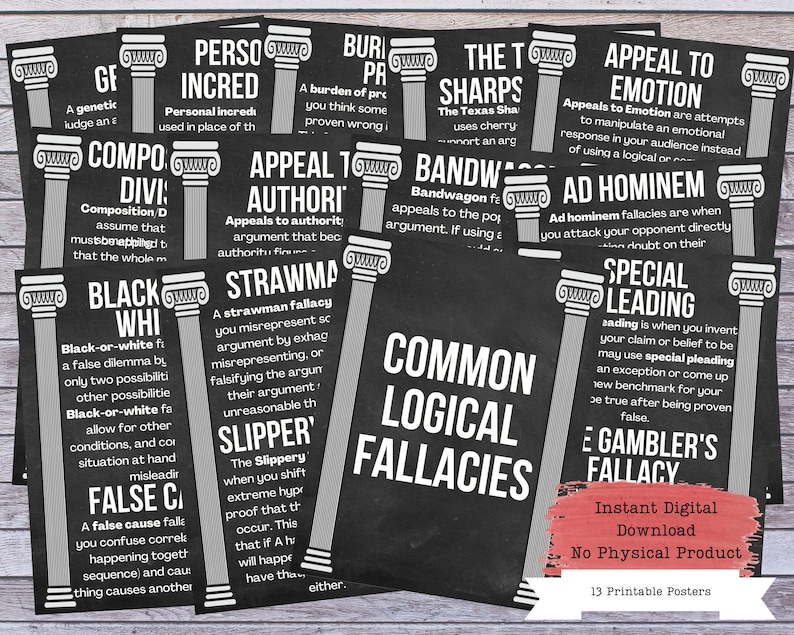 Logical Fallacies Printable Poster Set Fallacies Posters - Etsy