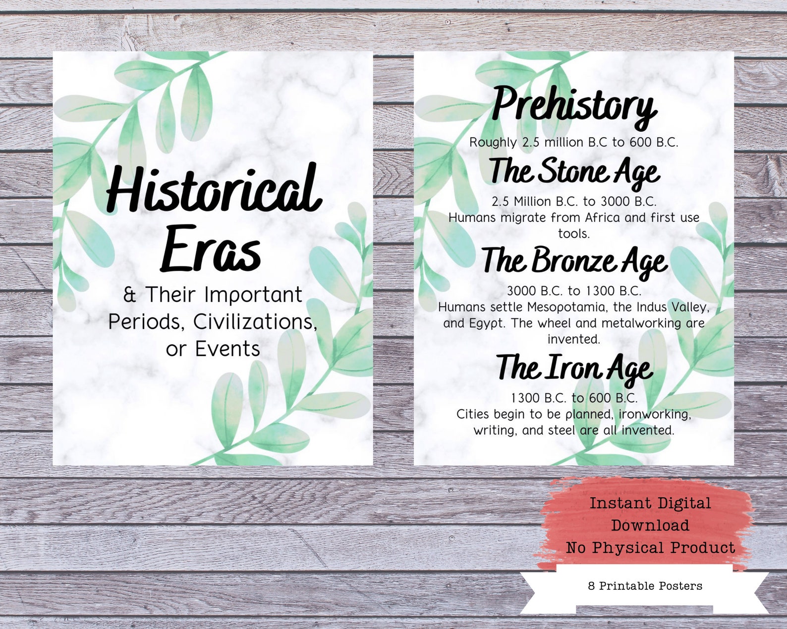 Historical Eras Printable Posters History Timeline World | Etsy