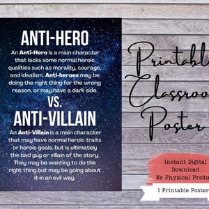 Anti Hero English Classroom Poster, English Teacher, Literature Poster ...