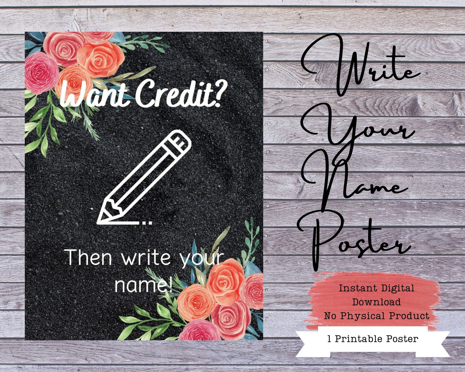 Write Your Name Printable Poster Succulent Poster Class - Etsy