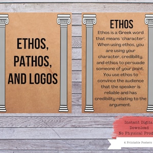 Ethos Pathos Logos, Aristotle Poster, Essay Writing, Classroom ...