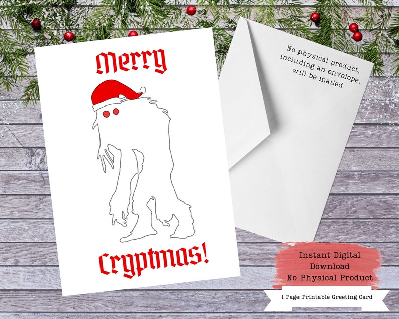 Merry Cryptmas, Abominable Snowman, Abominable Christmas, Cryptid Hunter, Printable Cards ...