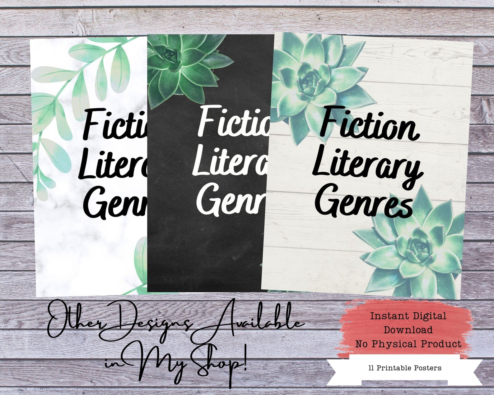Fiction Literary Genres Printable Poster Set Literary - Etsy