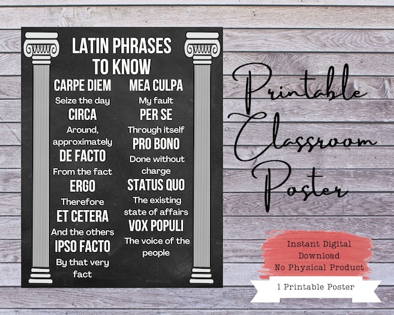 Latin Phrases Latin Poster Classroom Posters Classroom - Etsy