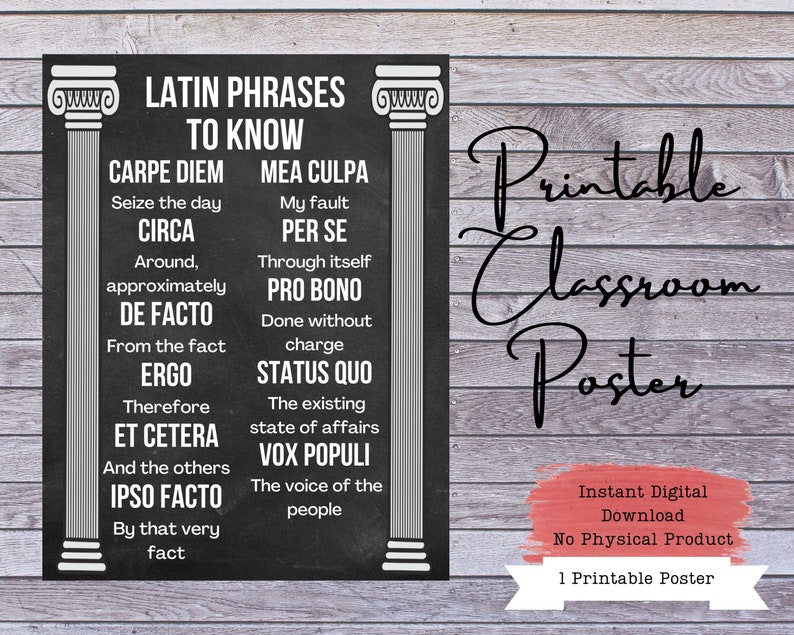 Latin Phrases Latin Poster Classroom Posters Classroom - Etsy