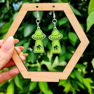 Glowing Mothman Alien Abduction Earrings, UFO Gifts, UFO Earrings ...