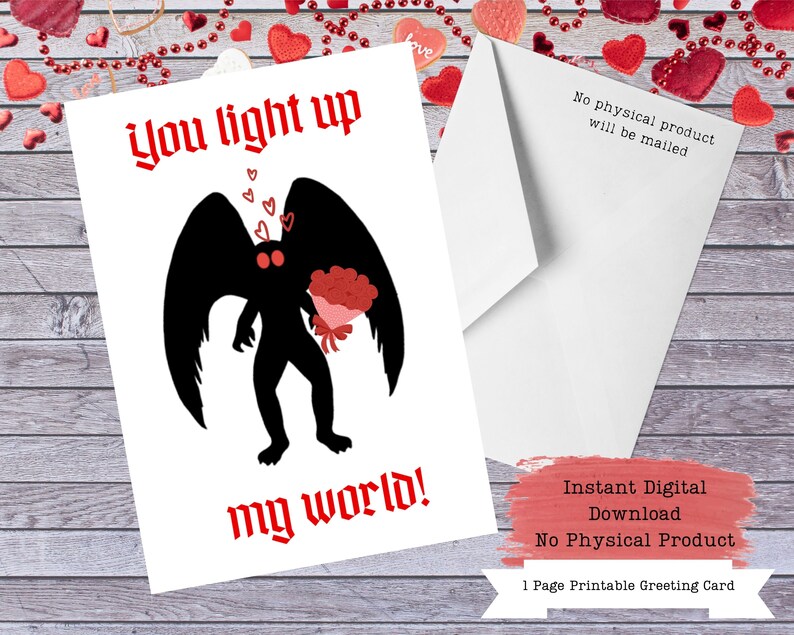 Mothman Valentine Mothman Card Cryptid Valentine Mothman - Etsy
