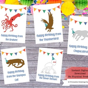 Cryptid Birthday, Birthday Card Set, Cryptid Hunter, Weird Cards ...