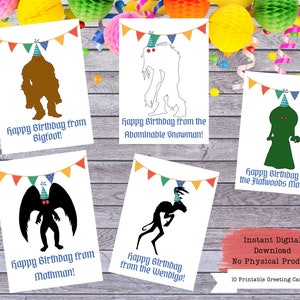 Cryptid Birthday Birthday Card Set Cryptid Cards Cryptid - Etsy